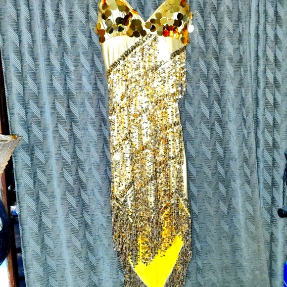 Dresses | Gold Sequin Backless Party Dress | Poshmark